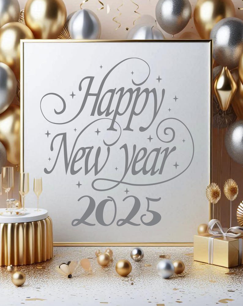 Happy New Year 2025 Vinyl Decal - Perfect for Holiday Backdrops ...