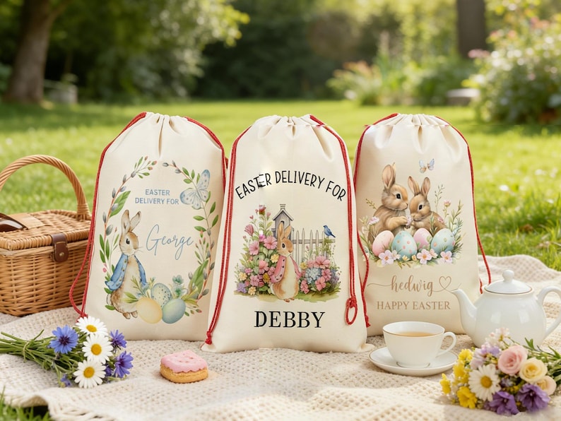 Personalized Easter Sack,easter Egg Hunts,custom Bunny Sack for Kids ...