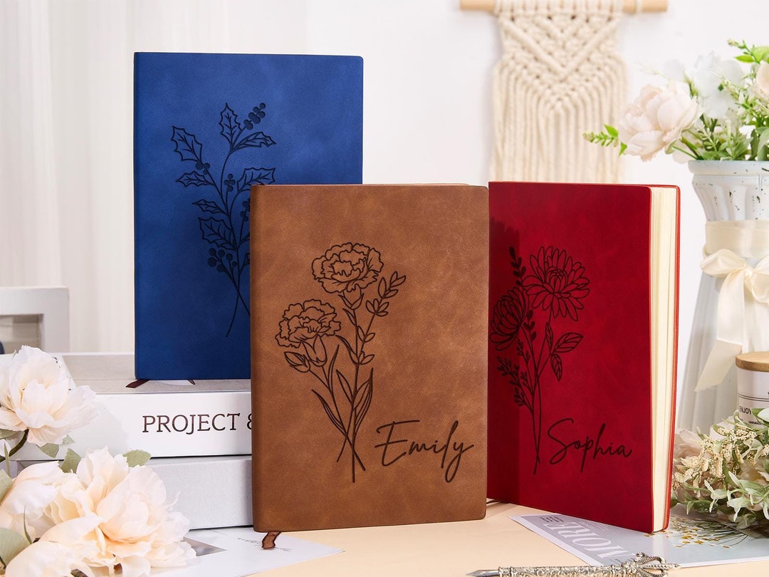 Personalized Birth Flower Journal,custom Birth Month Flower Notebook ...