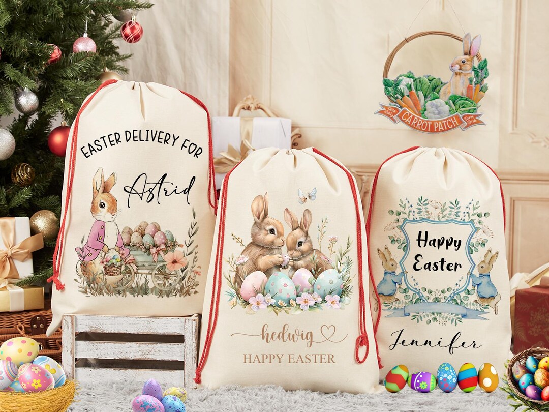 Personalized Easter Sack,easter Egg Hunts,custom Bunny Sack for Kids ...