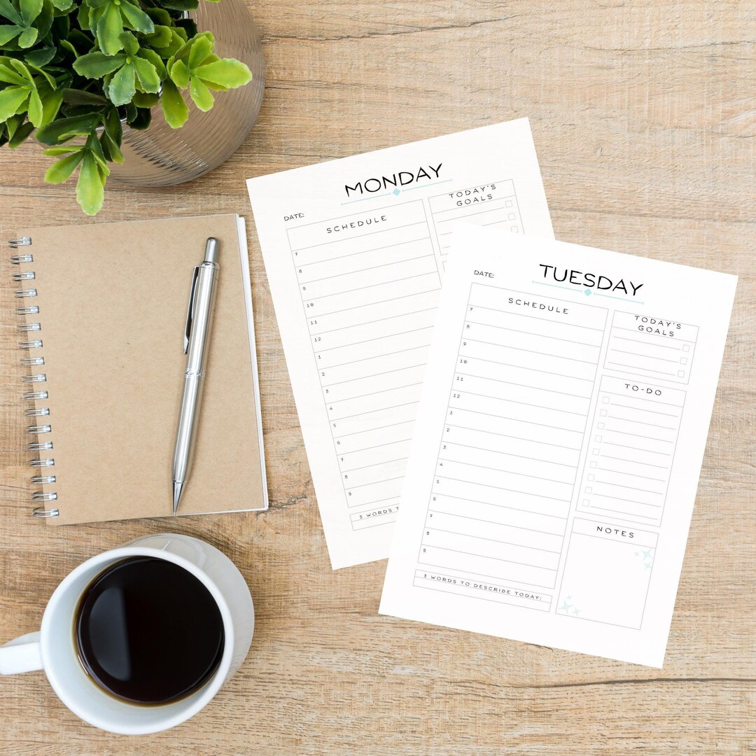 Printable Daily Planner, A4 Planners, Weekday Planner, Weekend Planner ...