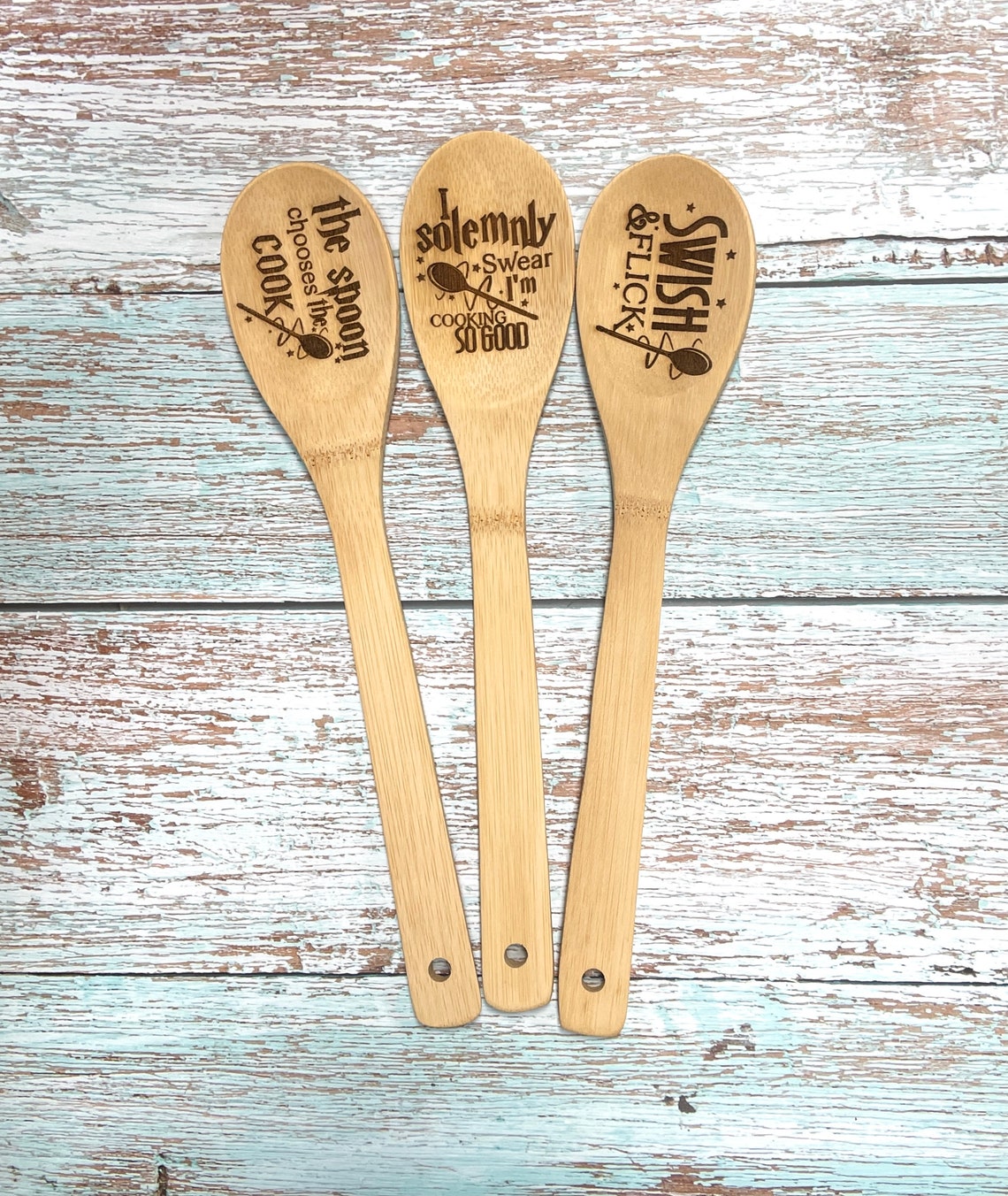 Wizard's Kitchen Spoons Wizard Bamboo Spoon Set - Etsy