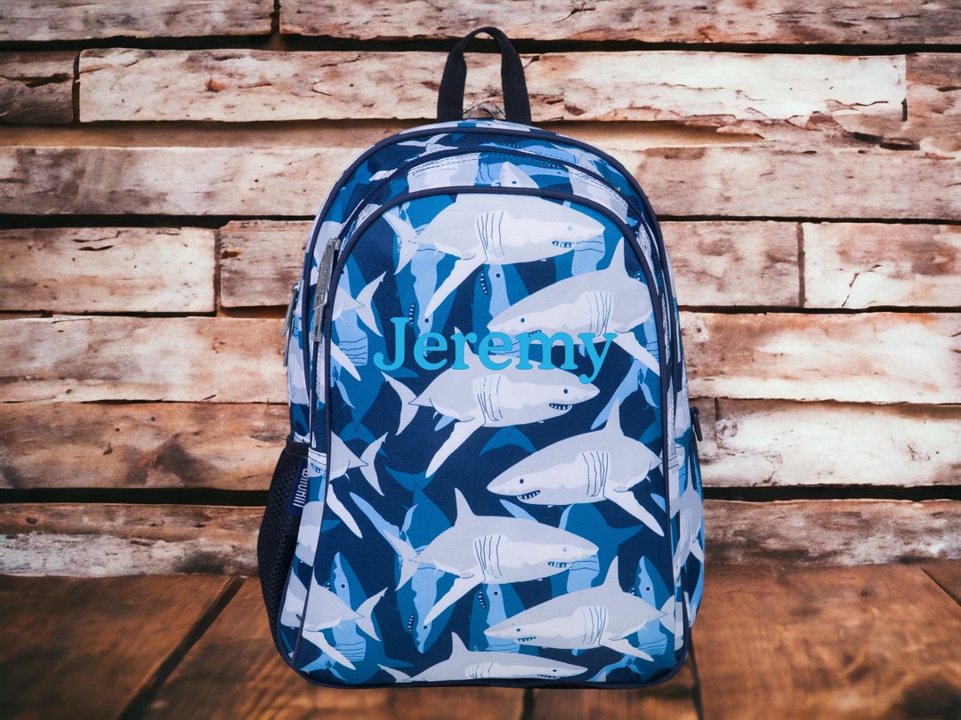 Monogram Backpack and Lunch Bag - Wildkin Sharks, Personalized Backpack ...