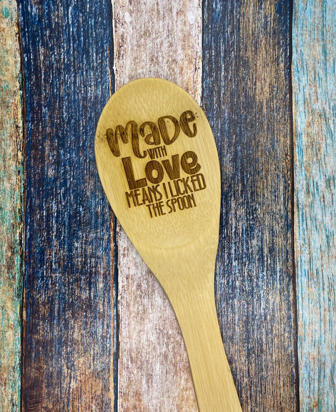 Wooden Spoons Personalized - Made With Love, Engraved Bamboo Spoon ...