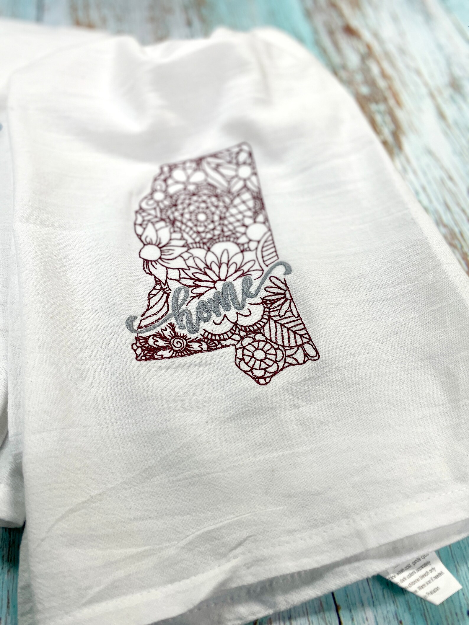 State Tea Towel - Home State Embroidered Kitchen Towel, Dish Towel ...