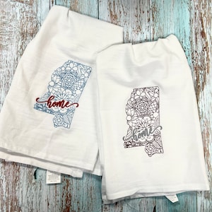 State Tea Towel - Home State Embroidered Kitchen Towel, Dish Towel ...