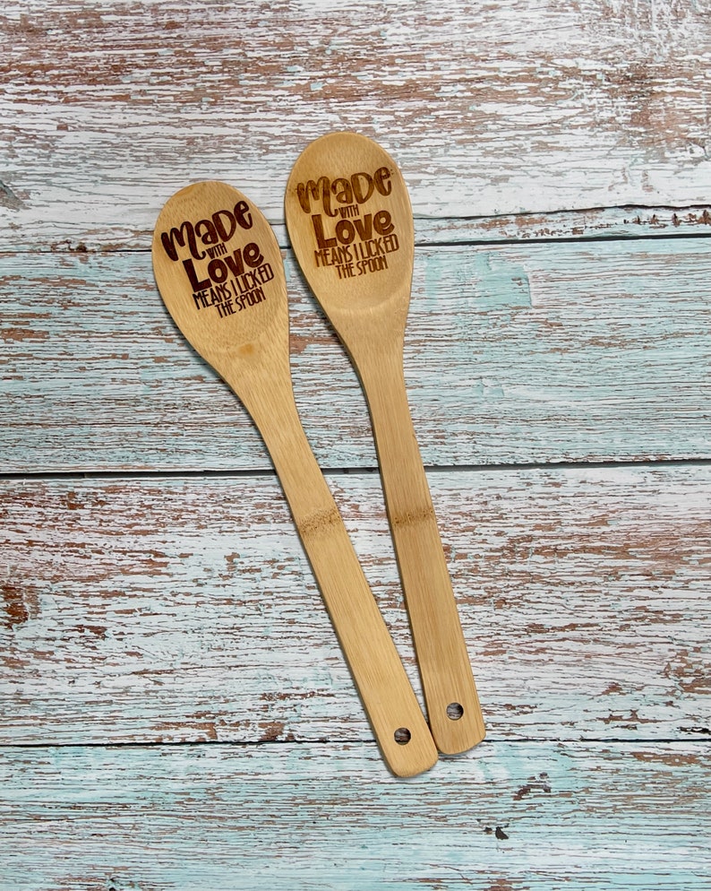 Wooden Spoons Personalized Made With Love Engraved Bamboo | Etsy