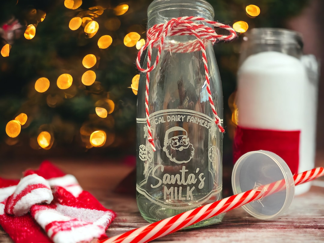 Milk for Santa Bottle, Santa Milk Bottle, Engraved Santa Glass, Milk ...
