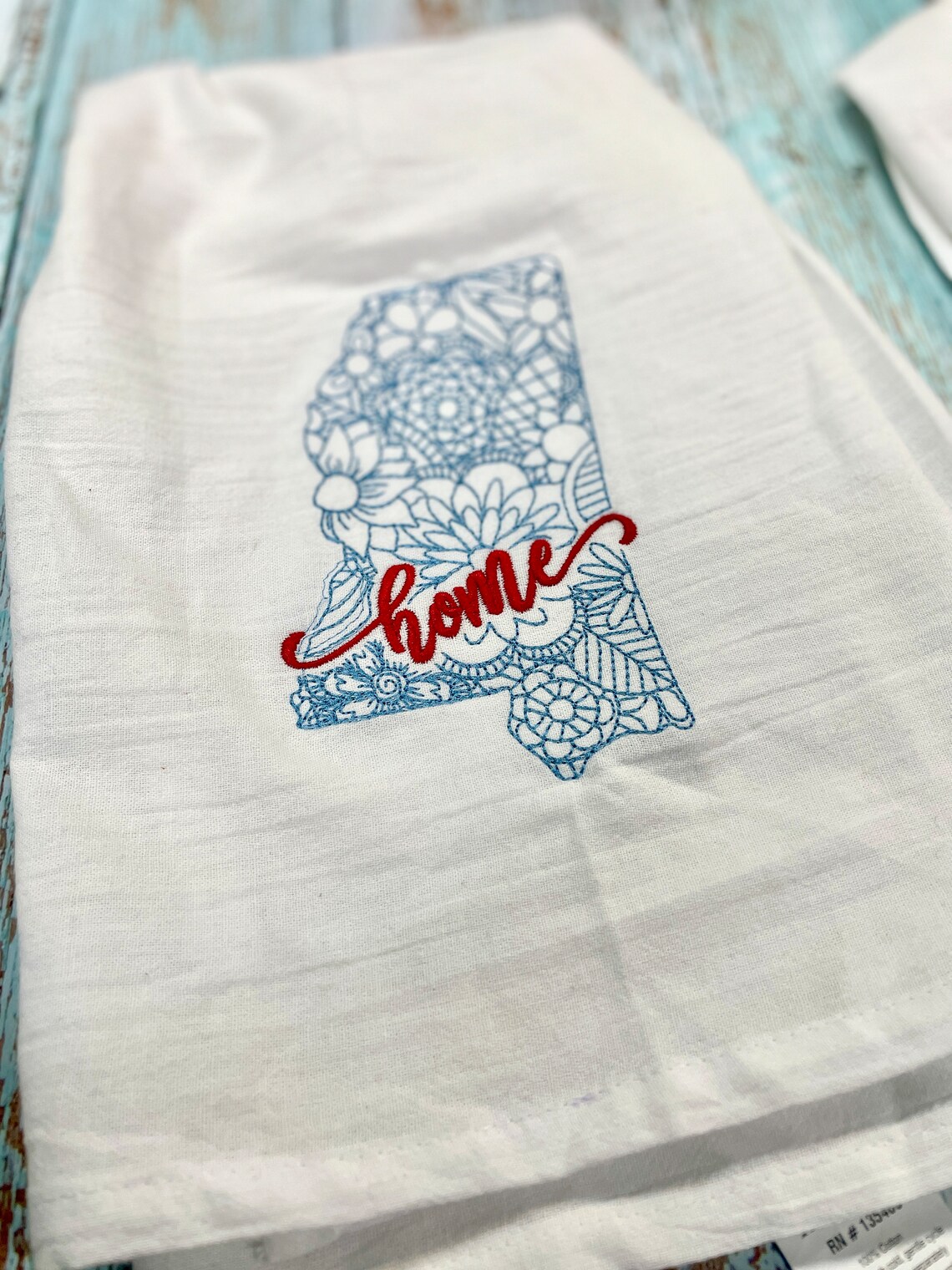 State Tea Towel - Home State Embroidered Kitchen Towel, Dish Towel ...