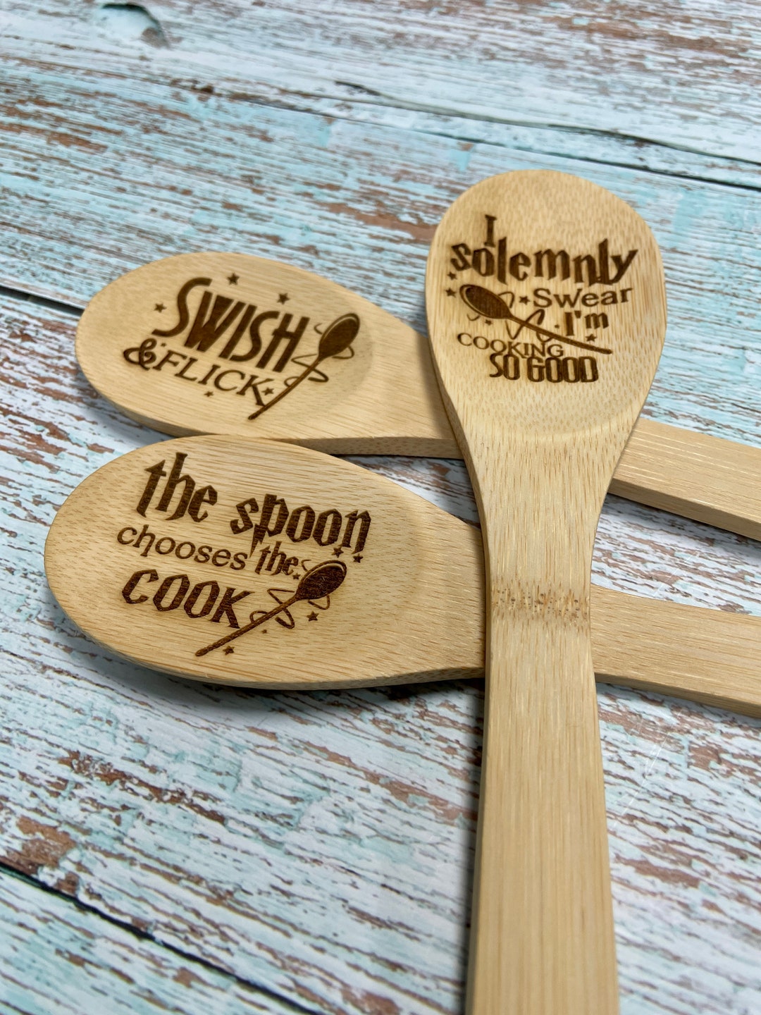 Wizard's Kitchen Spoons - Wizard Bamboo Spoon Set, Engraved Wooden ...