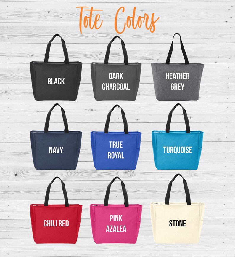 Monogram Tote Bags - Personalized Zipper Tote, Monogrammed Canvas Tote ...