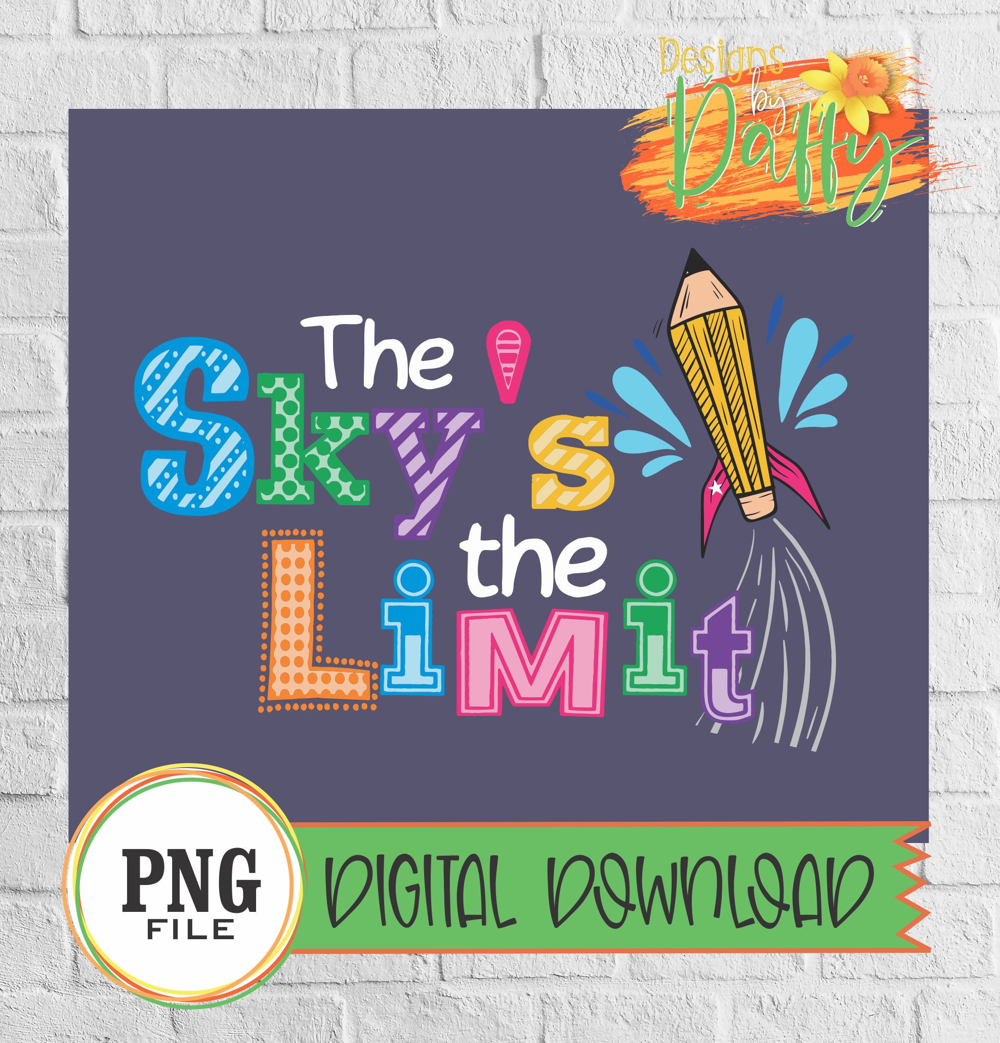 Sky's The Limit Teacher Kindergarten Digital Transfer | Etsy