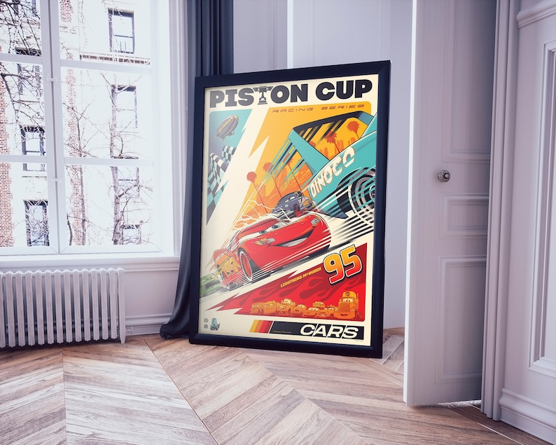 Cars Movie Poster Lightning Mcqueen Print Film Poster Vintage Retro Art ...