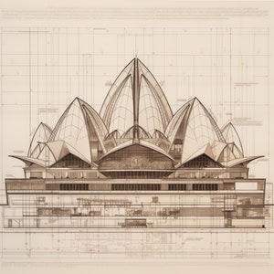Sydney Opera House Section Elevation Drawing Print - Etsy