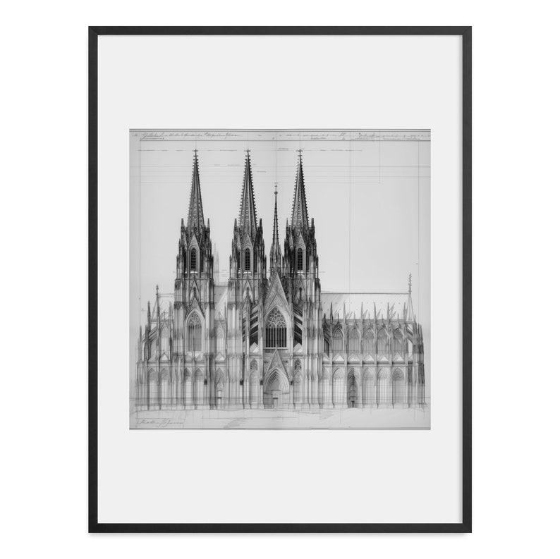 Cologne Cathedral Elevation Drawing Print - Etsy