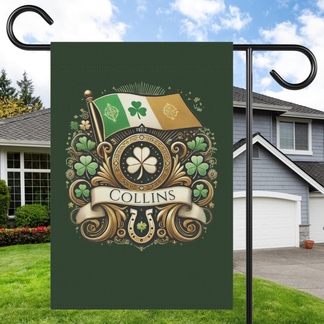 Customized Irish Heritage Garden Flag | Last Name Flag| Green ...