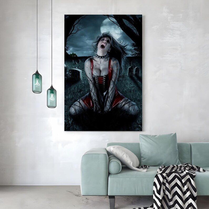Gothic Dark Fantasy Sexy Devil Witch Vampire Women Poster, Frame for Canvas Prints, Wrapped ...