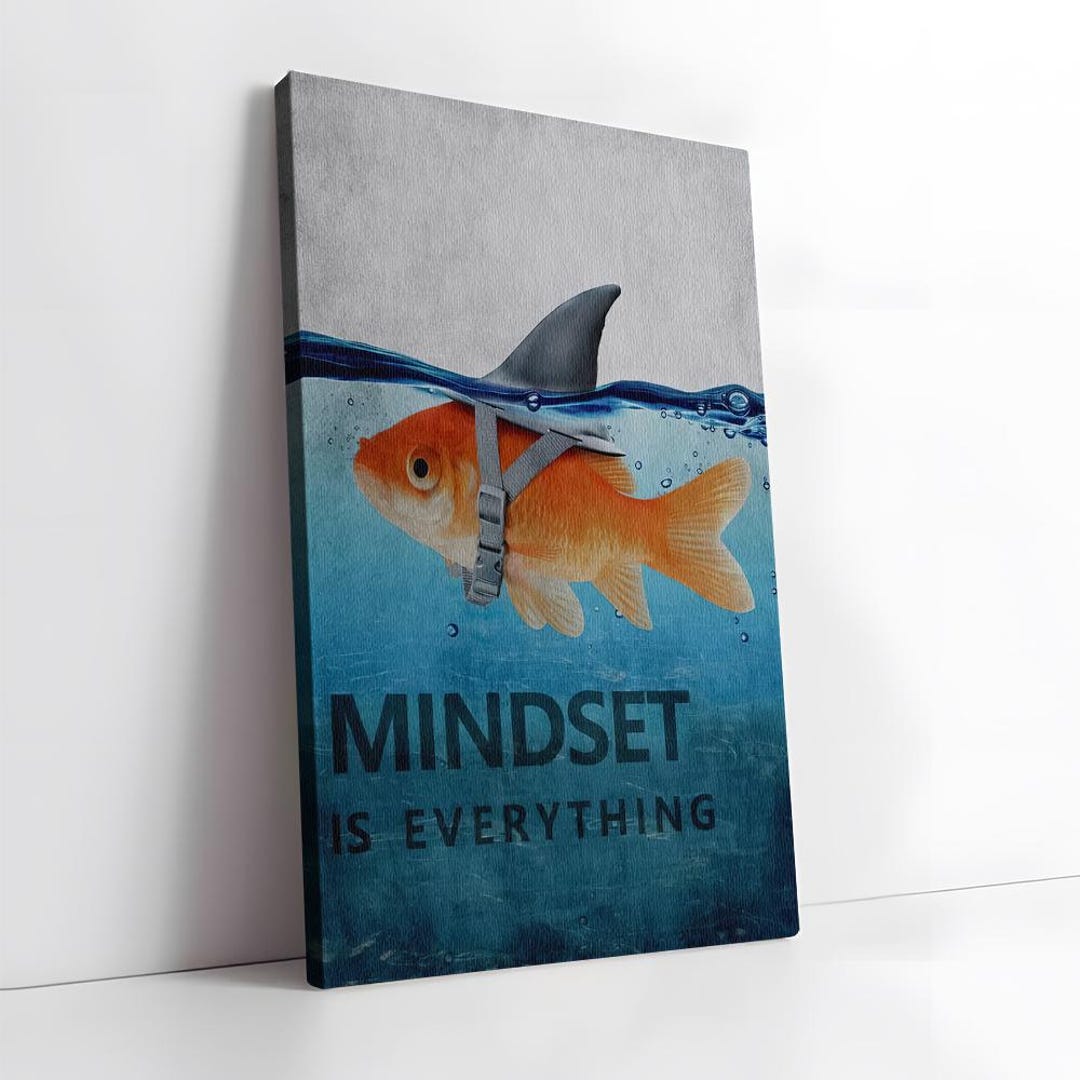 Mindset is Everything Goldfish Quote Retro Poster, Frame for Canvas ...