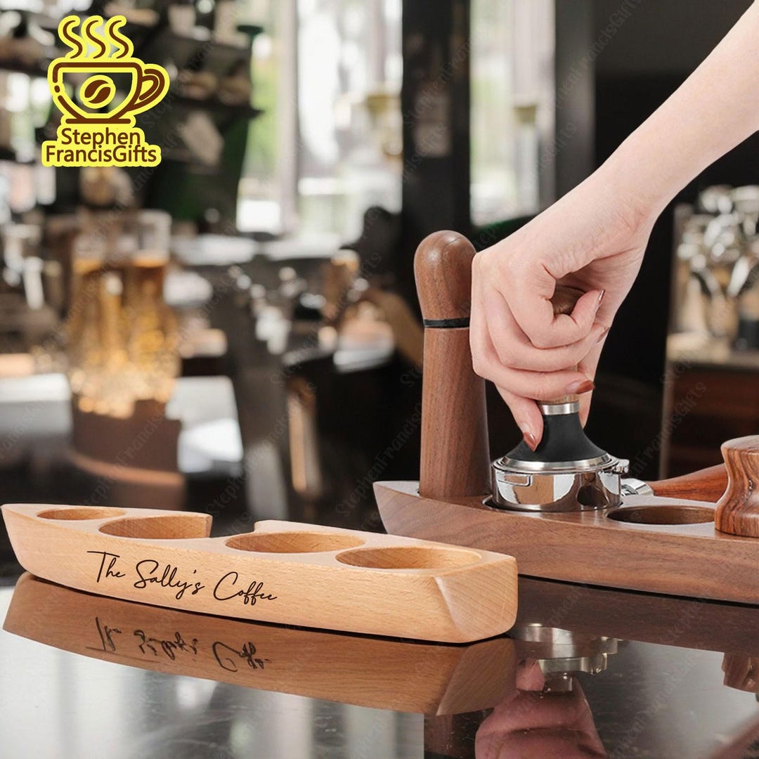Custom Wooden Coffee Tamp Station, Coffee Storage, Professional Barista ...
