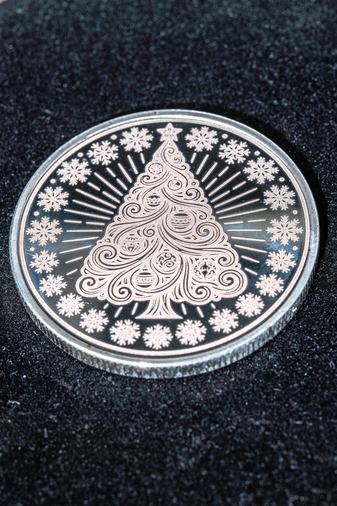 Christmas Collectible Metal Coin With Reindeer and Christmas Tree ...