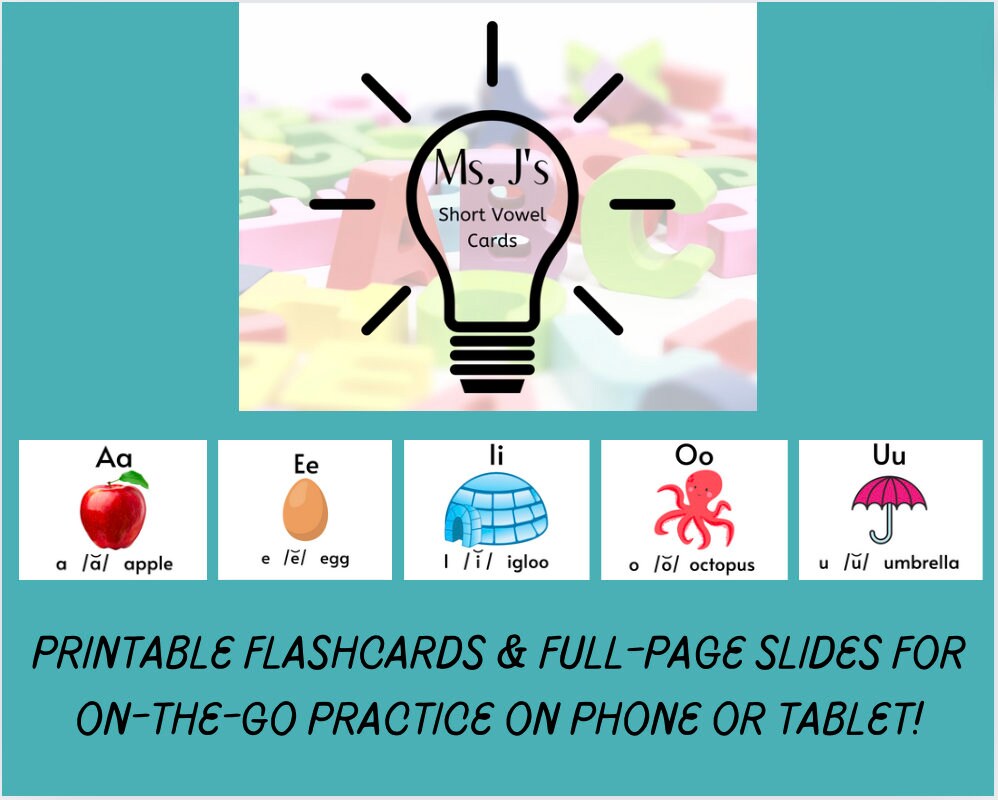 Soft Vowel Sounds Cards - Printable Cards and Full-page Slides - Etsy ...