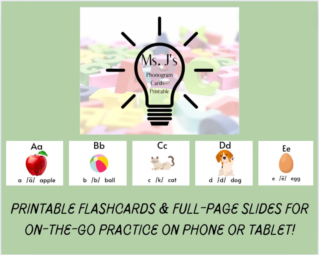 Phonogram Cards - Printable and Full-page Slides! A-Z With Instructions ...