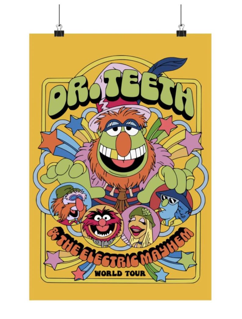 Dr. Teeth & the Electric Mayhem Band Poster - Retro Muppets Wall Art ...