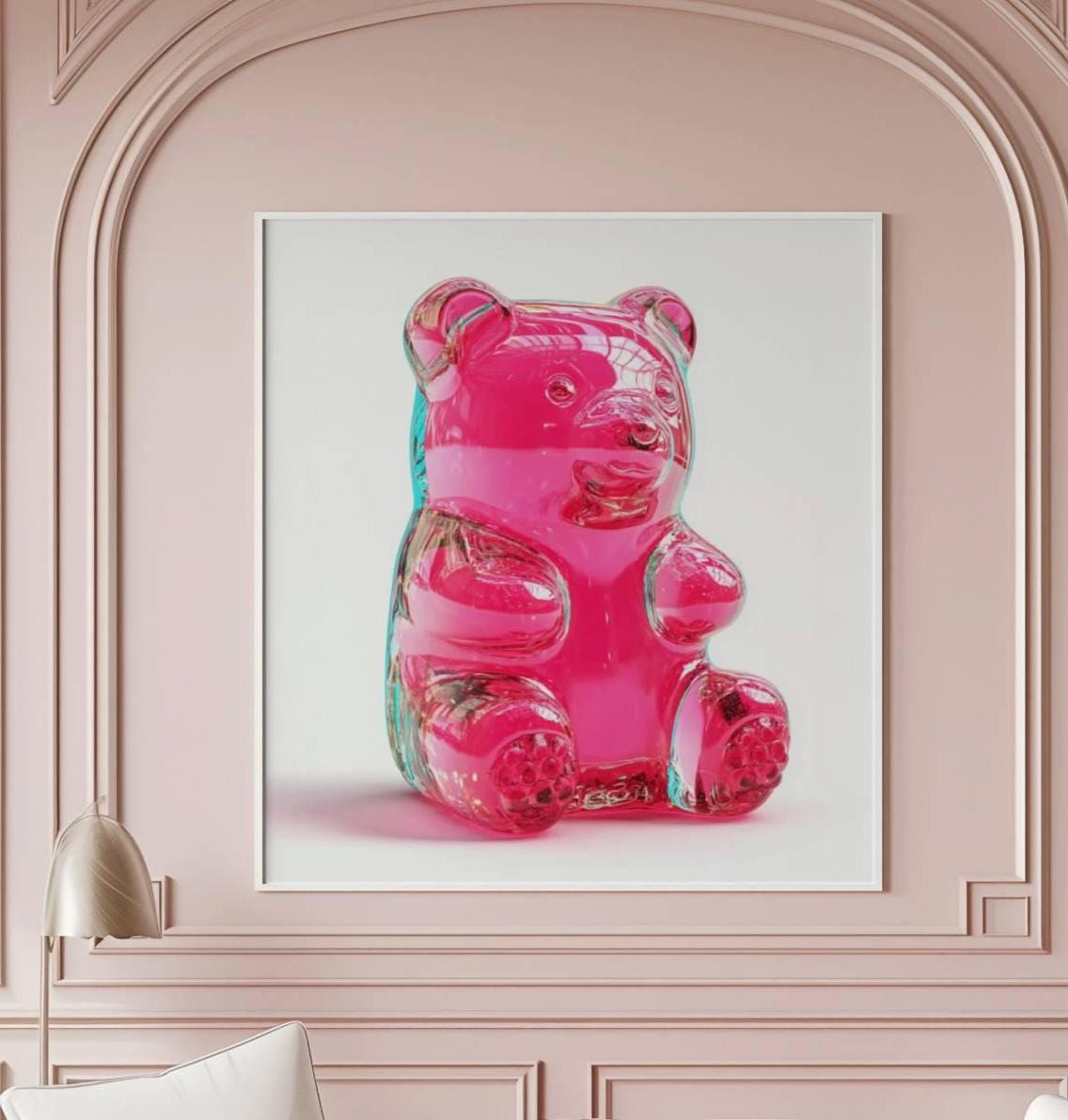 Glossy Hot Pink Gummy Bear Poster - Bold Candy Art Print, Retro Pop ...