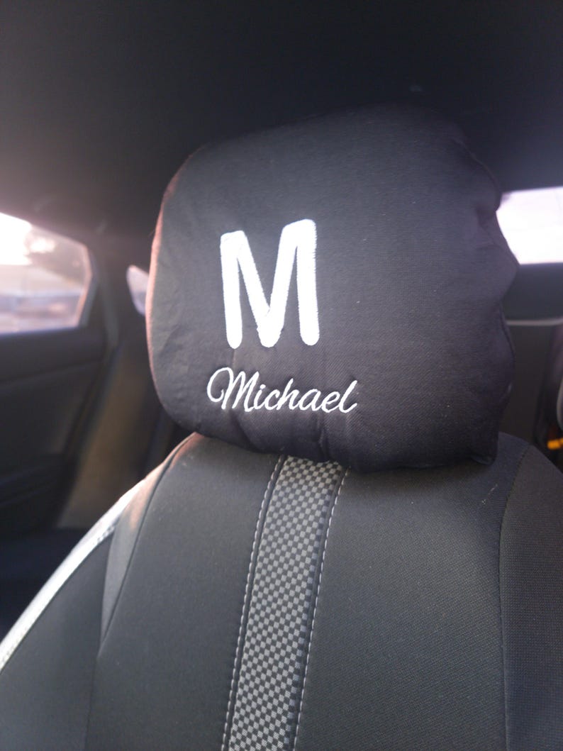 Personalized Embroidered Headrest Covers: Custom Car Decor - 2-piece ...