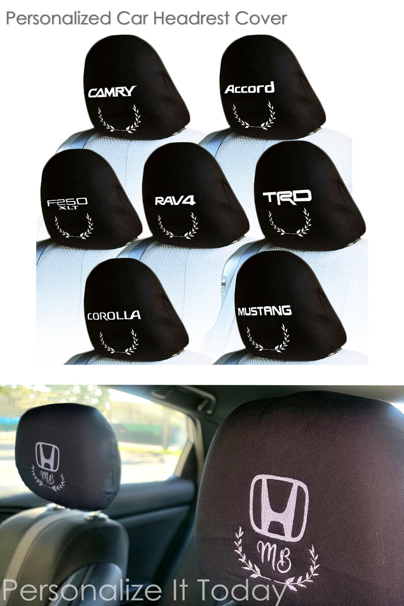 Personalized Embroidered Headrest Covers: Custom Car Decor - 2-piece ...