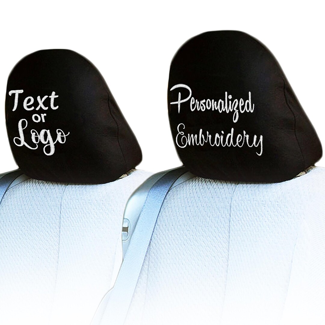 Personalized Embroidered Headrest Covers: Custom Car Decor - 2-piece ...