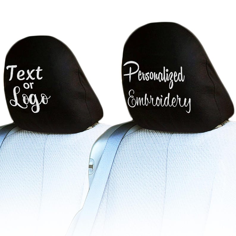 Personalized Embroidered Headrest Covers: Custom Car Decor - 2-piece ...
