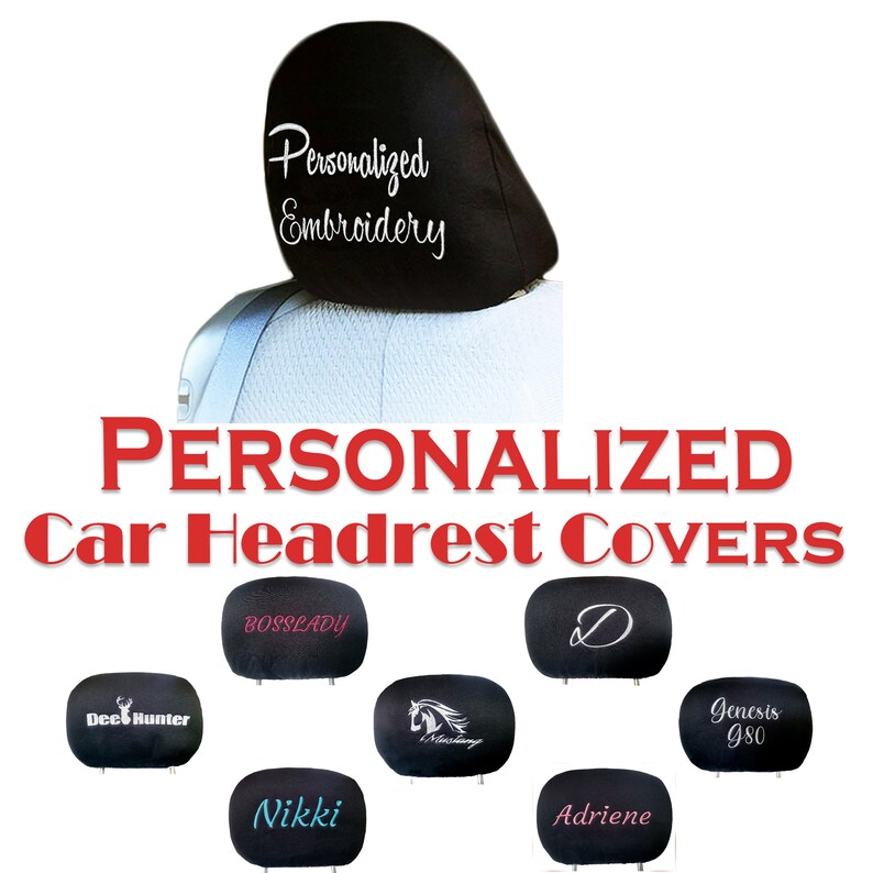 Personalized Embroidered Car Headrest Cover: Custom Auto Accessory - Etsy