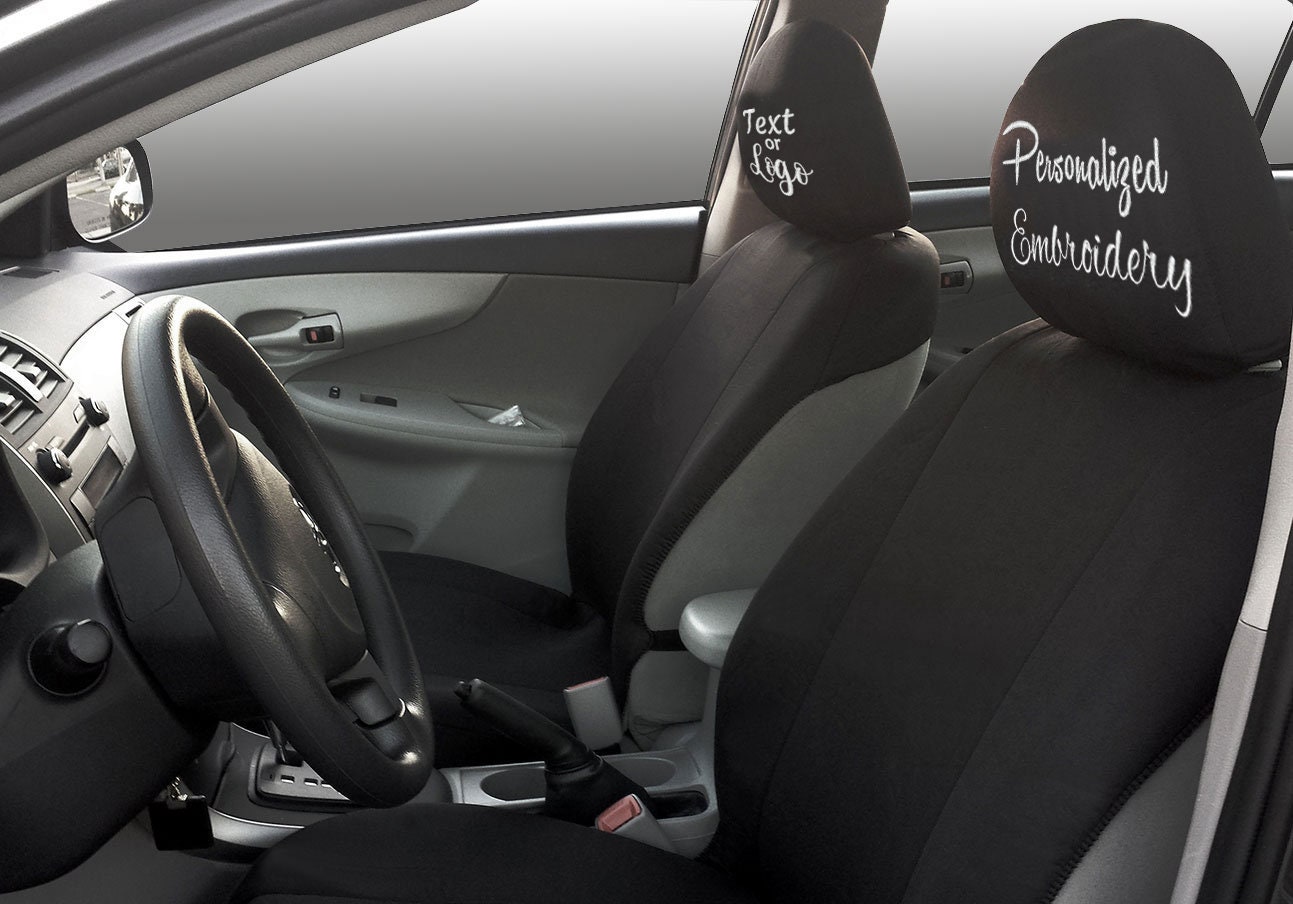 Personalized Embroidered Headrest Covers: Custom Car Decor - 2-piece ...