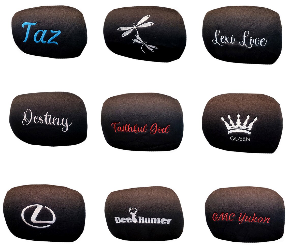 Personalized Embroidery Headrest Covers: Custom Car Accessories (2 ...
