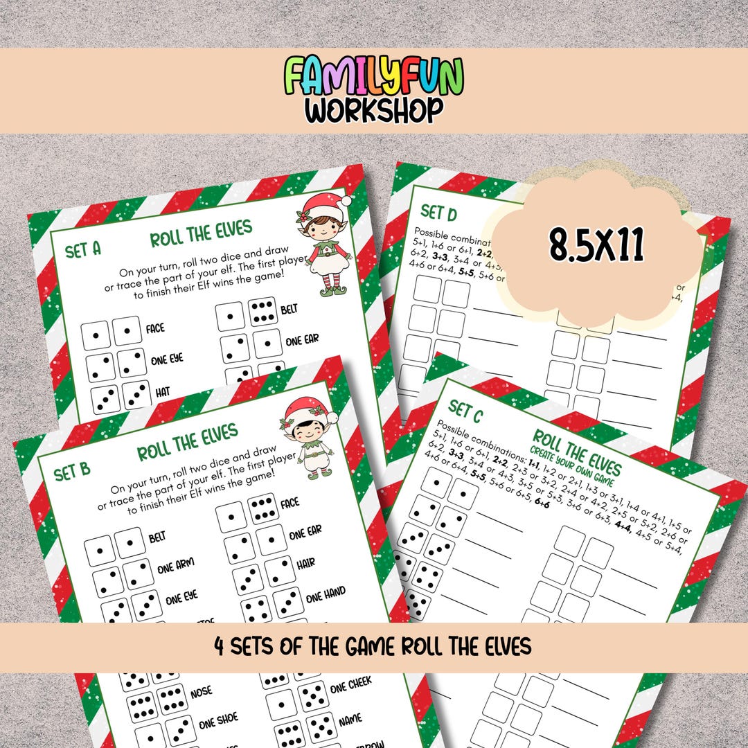 Roll an Elf Dice Game, Christmas Family Activity (printable PDF) - Etsy