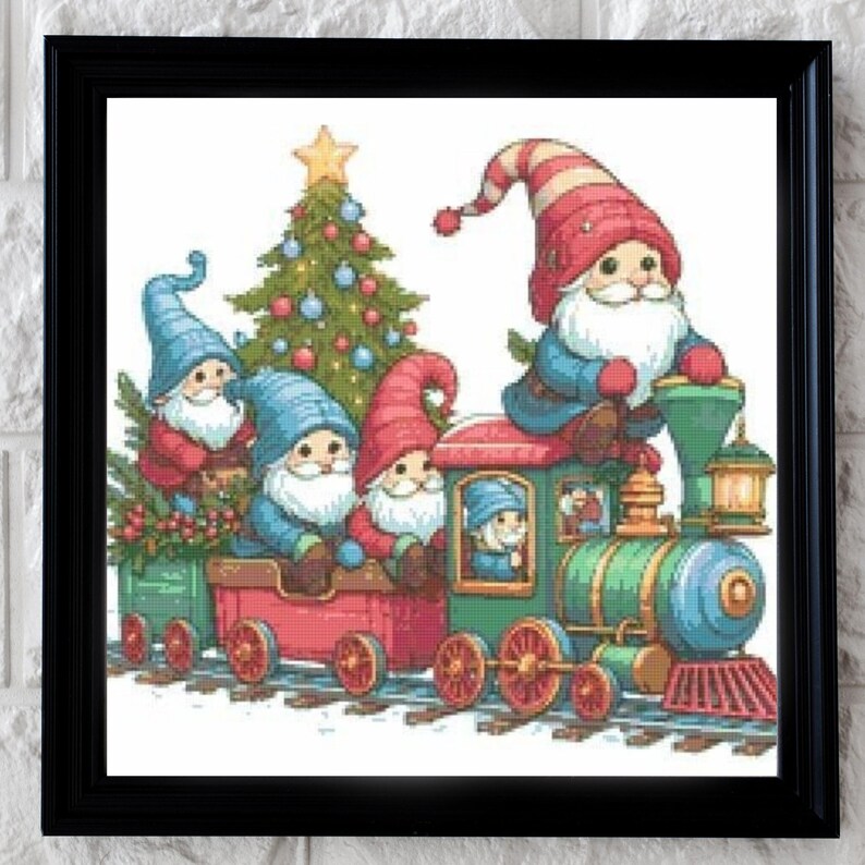 Gnome Christmas Train Cross Stitch Pattern - PDF, Instant Download ...