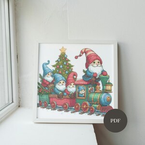 Gnome Christmas Train Cross Stitch Pattern - PDF, Instant Download ...