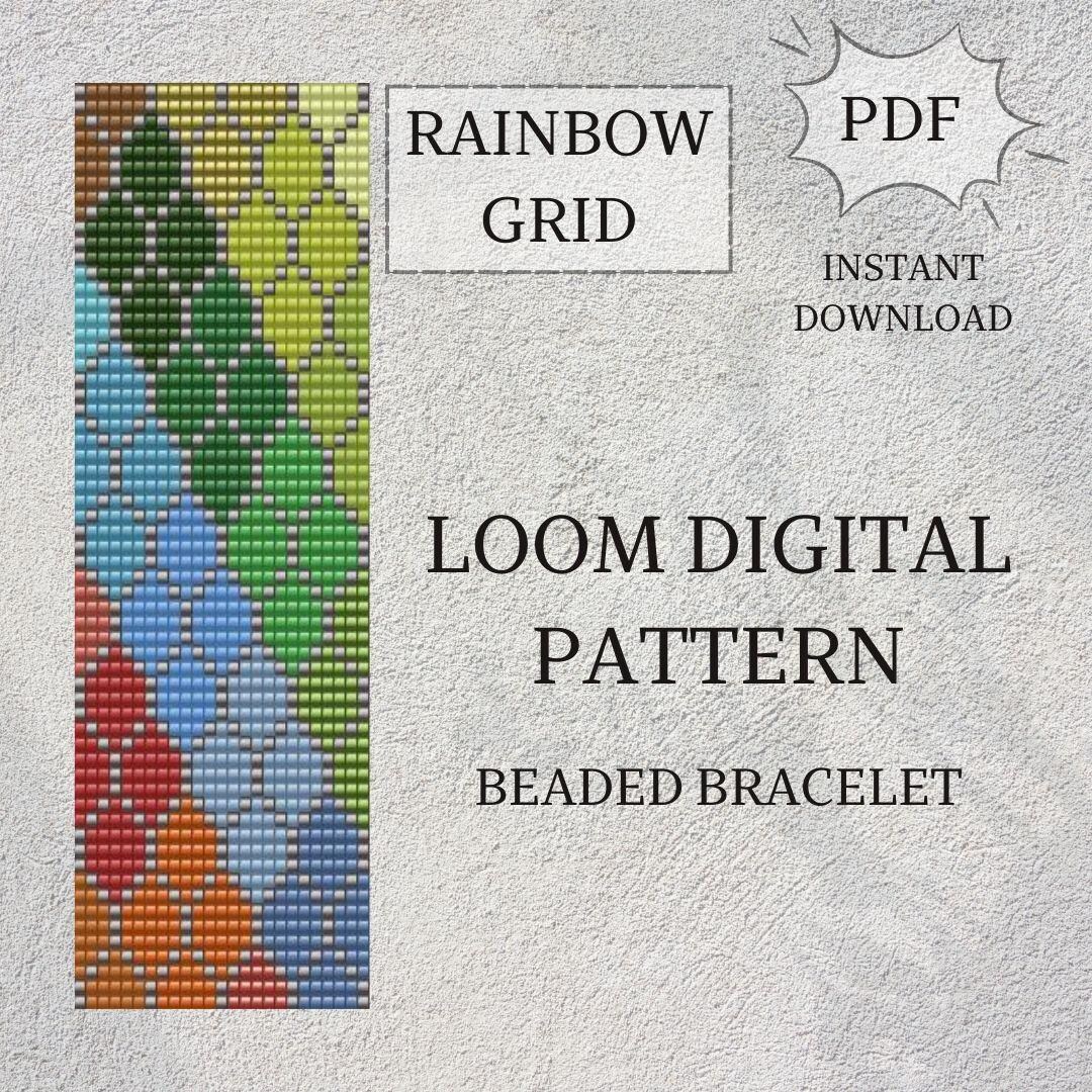 Rainbow Grid Bead Digital Pattern PDF for Bead Loom Weaving, Instant Download, Create Your Own ...