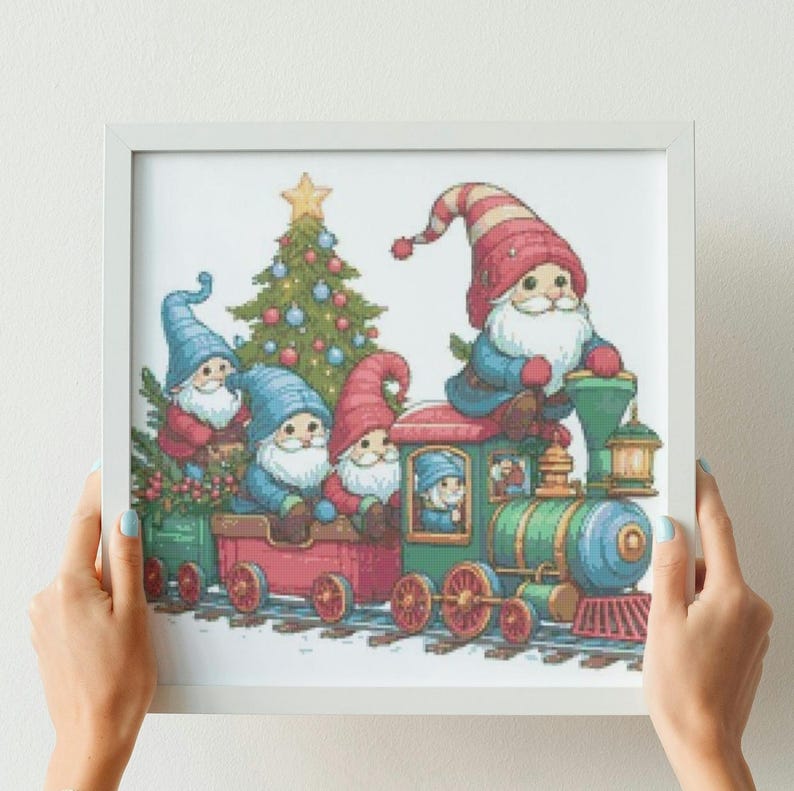Gnome Christmas Train Cross Stitch Pattern - PDF, Instant Download ...