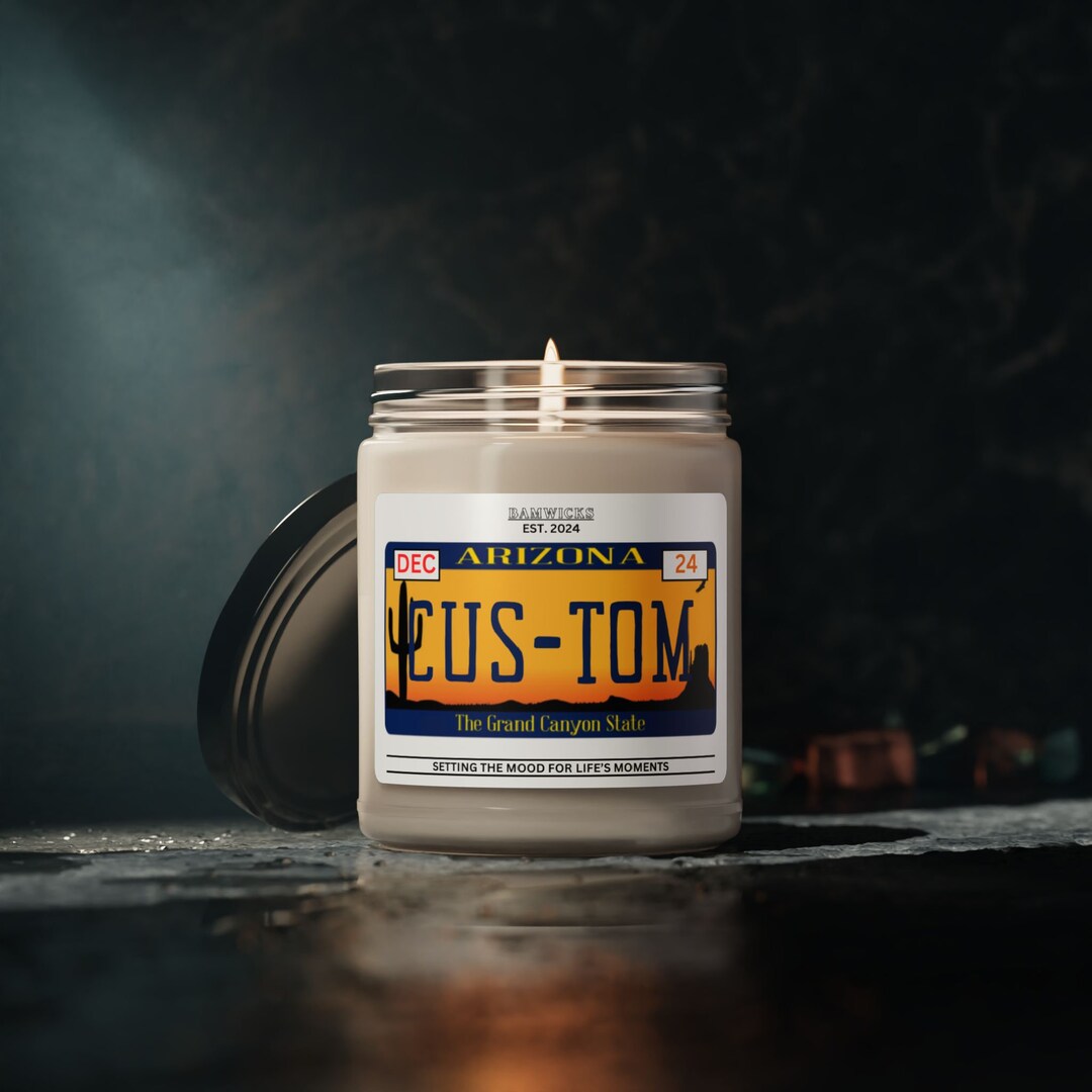 Arizona Custom State License Plate Scented Candle Gift Personalized ...