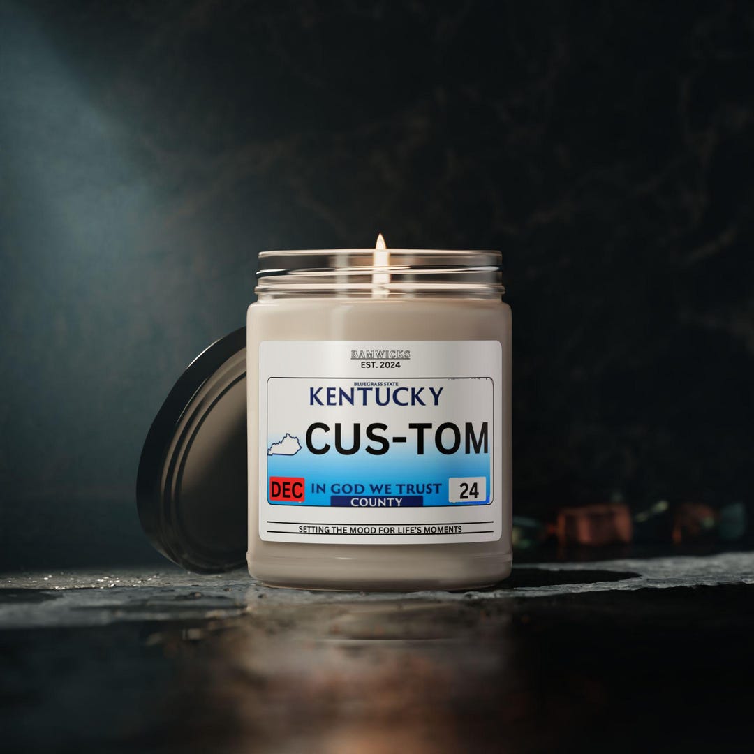 KENTUCKY Custom State License Plate Scented Candle Gift Personalized ...