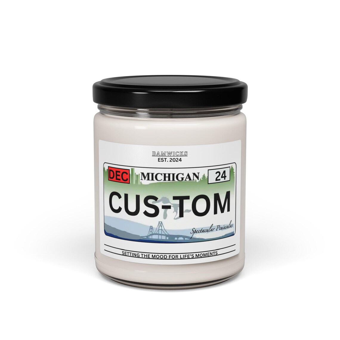 MICHIGAN Custom State License Plate Scented Candle Gift Personalized ...