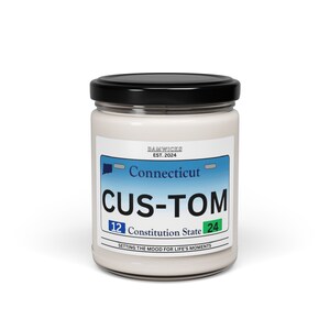 Connecticut Custom State License Plate Scented Candle Gift Personalized ...