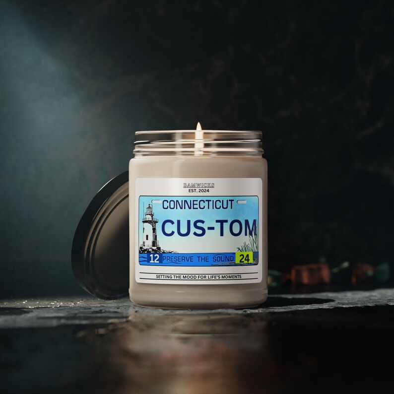 Connecticut Custom State License Plate Scented Candle Gift Personalized ...