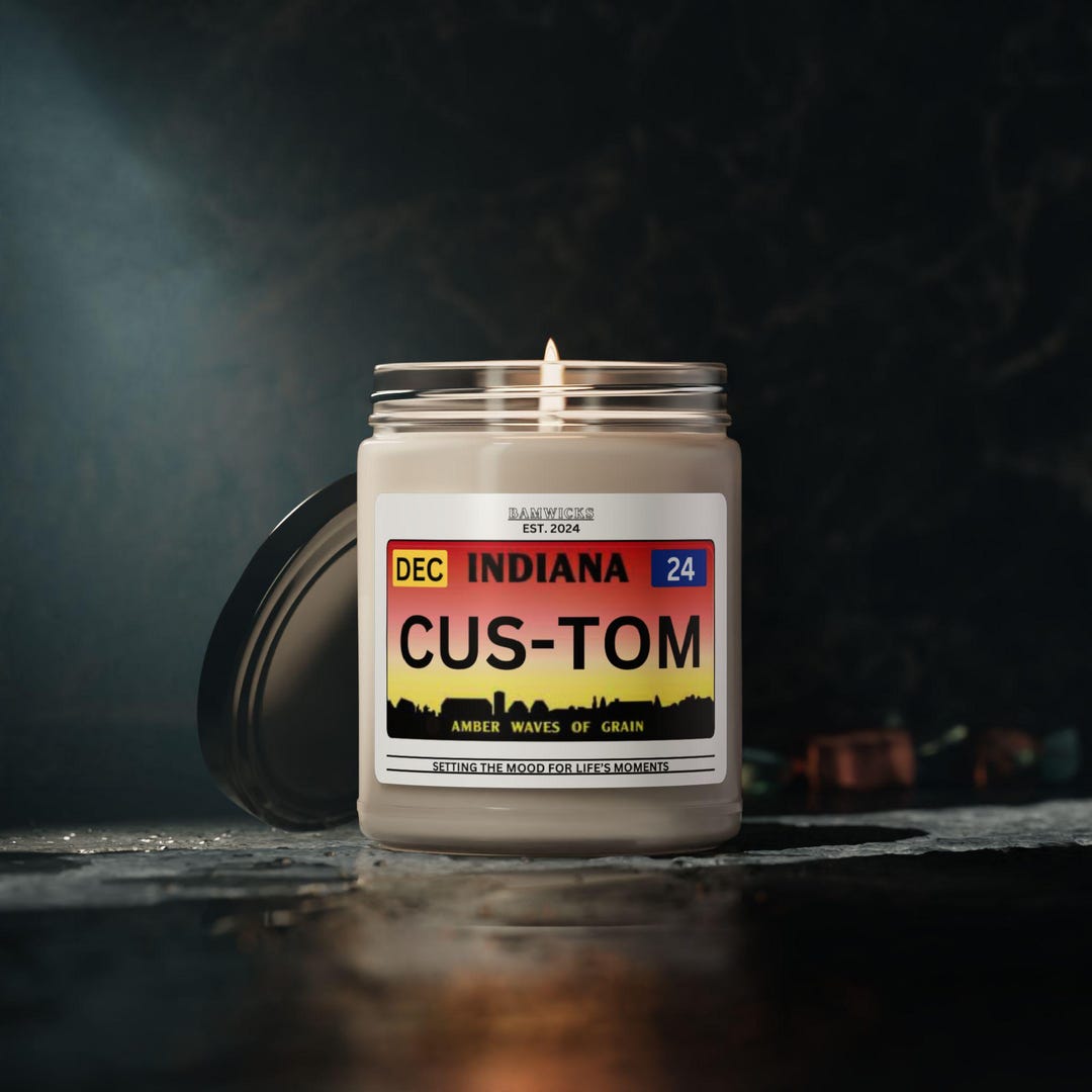 INDIANA Custom State License Plate Scented Candle Gift Personalized ...
