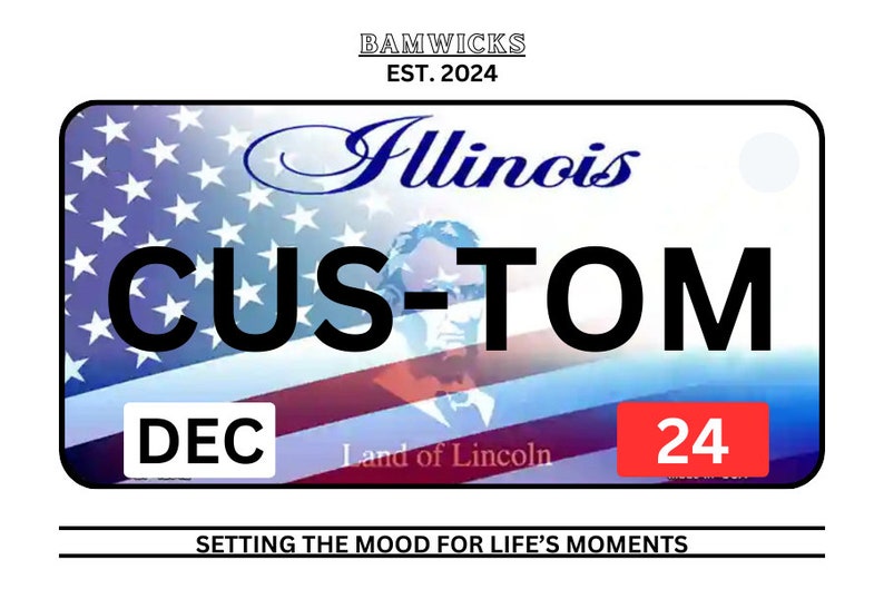 ILLINOIS Custom State License Plate Scented Candle Gift Personalized ...