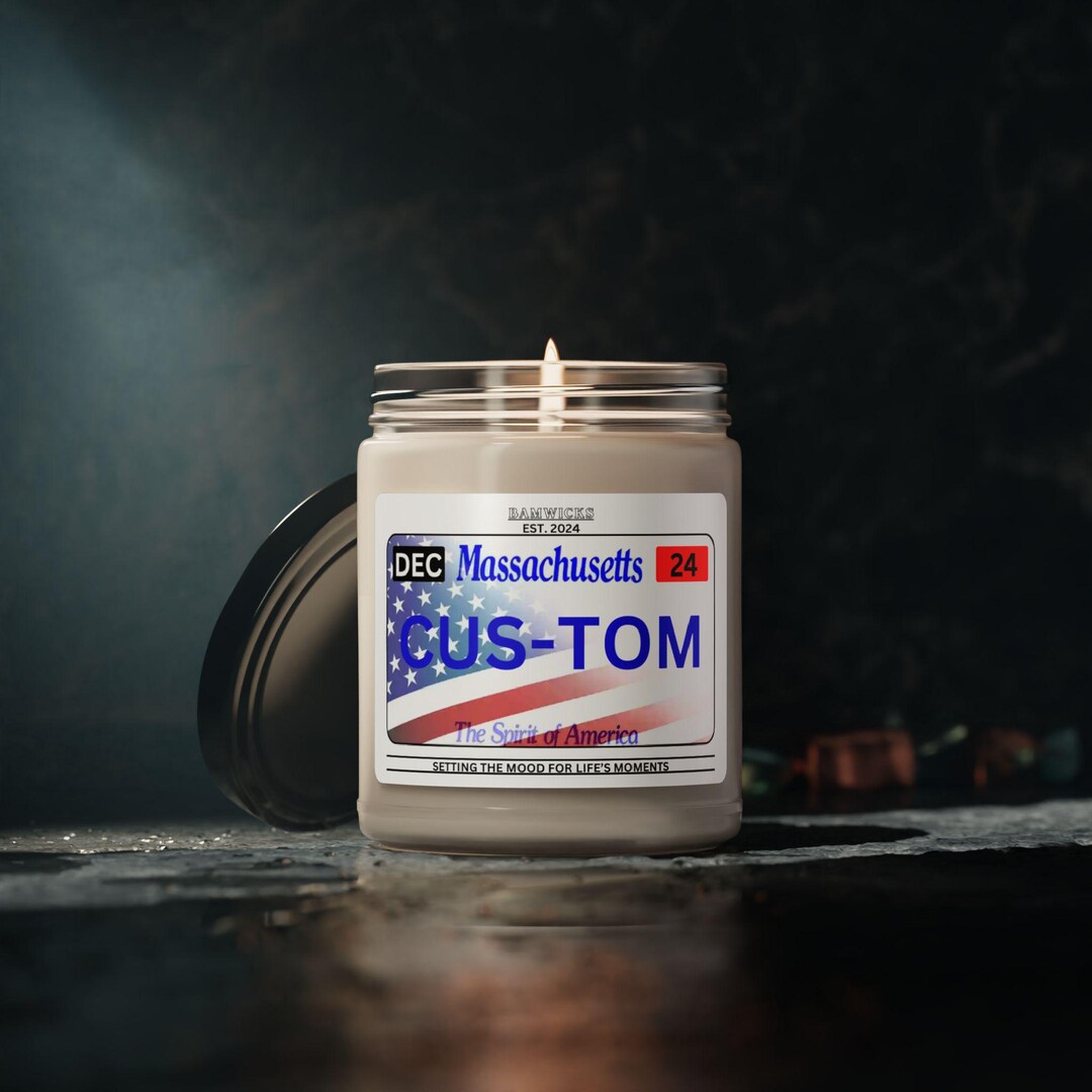MASSACHUSETTS Custom State License Plate Scented Candle Gift ...