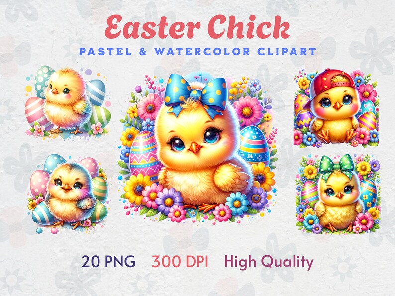 Easter Chick Clipart Set PNG Watercolor Cute Baby Chick With Eggs ...