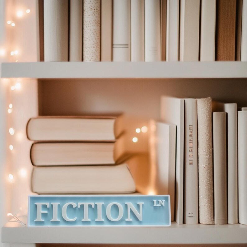 Fiction Ln 3d-printed Bookshelf Sign - Bookish Decor for Reading Nooks ...